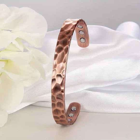 Jewelry | Hammered Design Copper Magnetic Therapy Bracelet Arthritis ...